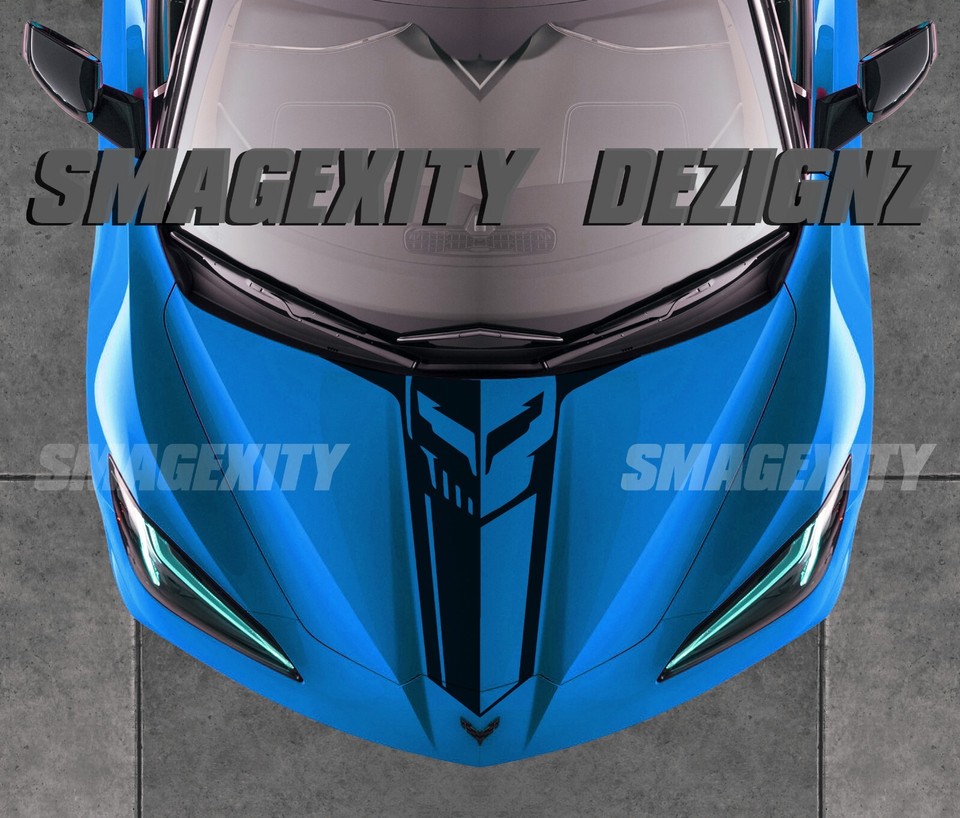 JAKE SKULL Hood CAST VINYL Stripe KIT FOR CORVETTE C8 STINGRAY GRAPHIC ...
