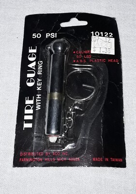 VINTAGE ACO HARDWARE TIRE GUAGE KEY RING KEYCHAIN SEALED NOS | eBay