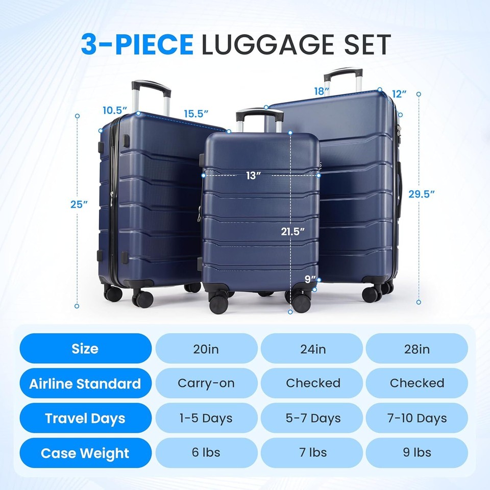 Simple Deluxe Hardside Frame Carry On Luggage TSA Lock with Zipper ...