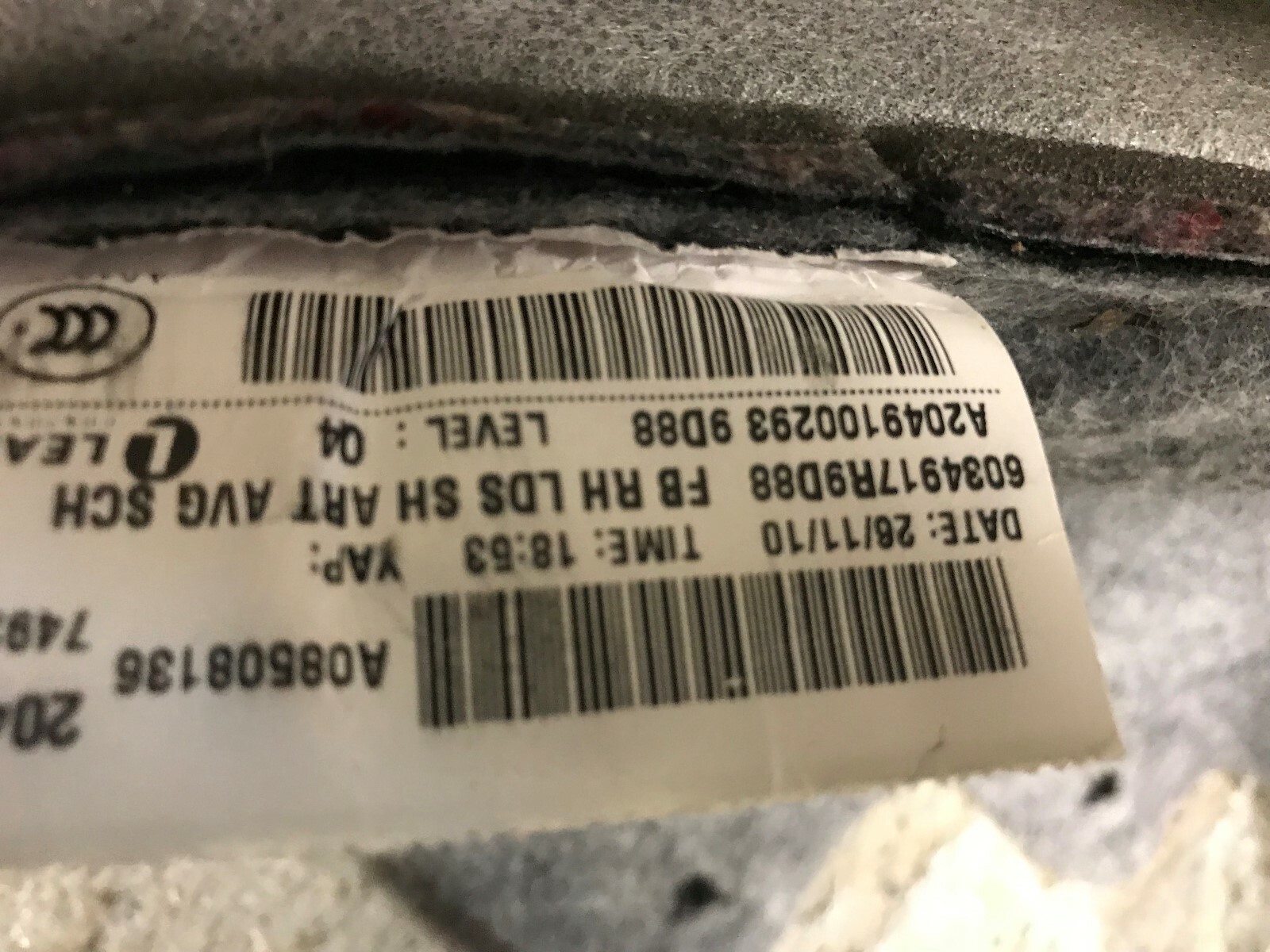 08 to 14 Mercedes C300 FRONT RIGHT PASSENGER seat cover 204-910-06-93 ...