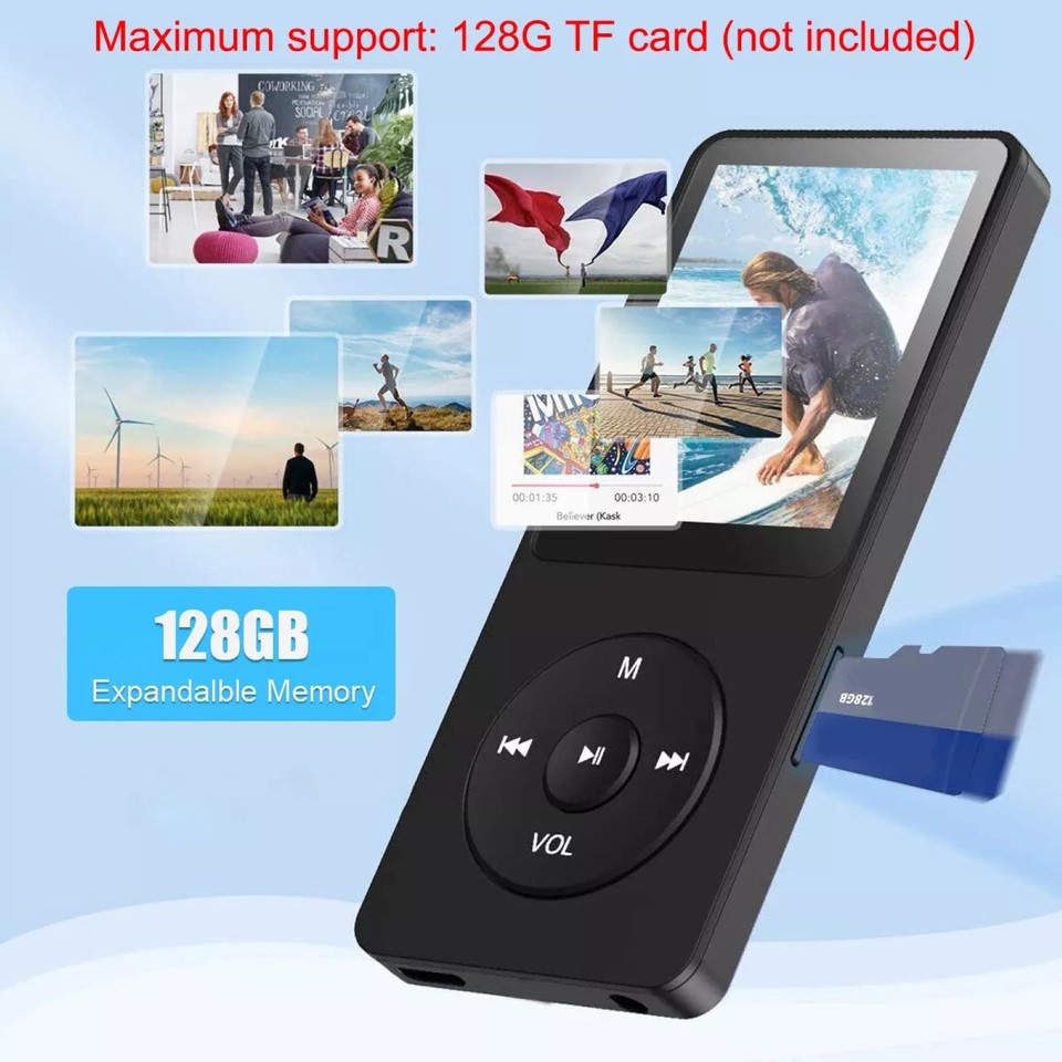 Wireless BT 5.0 MP3 Player HiFi Lossless Sound HD Screen Display Voice ...