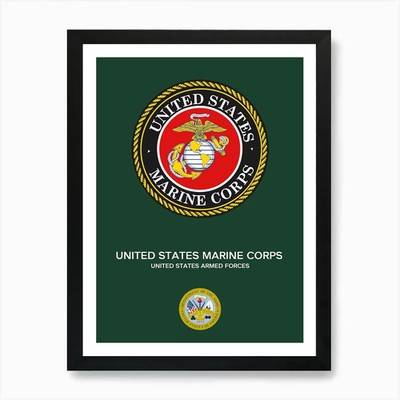 United States Marine Corps Usa Prin Framed Wall Art Poster Canvas Print ...