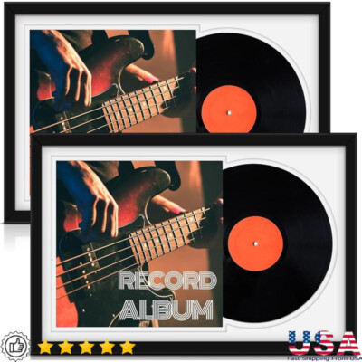 2 Pcs Vinyl Record Frames Wall Mount Album Display Frame Double Groove ...