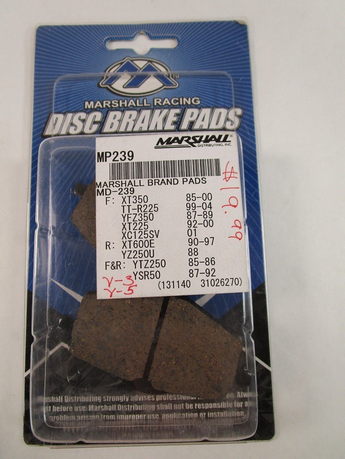 NEW Marshall Racing Brake Pads MP239 | eBay