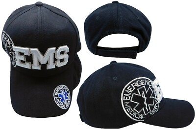 Black EMS Emergency Medical Service White Shadow Embroidered Cap Hat | eBay
