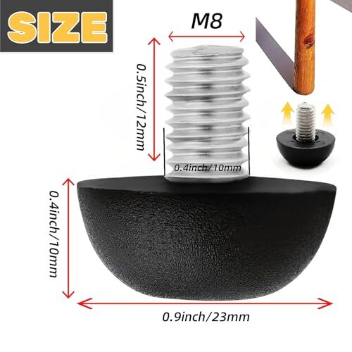 18Pcs 8mm x 1.25 M8 Adjustable Furniture Feet Stainless Steel Table ...