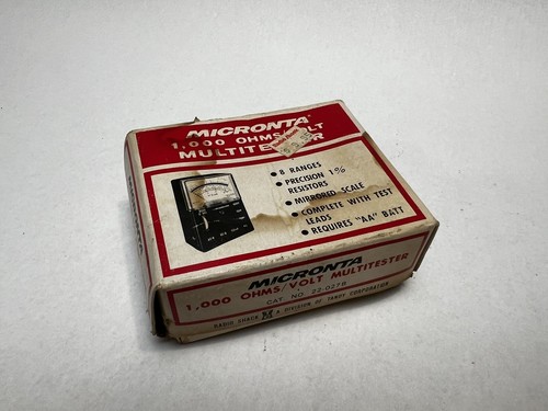 RADIO SHACK NO.22-027B VINTAGE MICRONTA ANALOG MULTIMETER 8 RANGE W/BOX ...