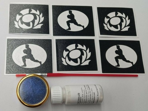 Scottish rugby glitter tattoo set inc stencil + glitter Scotland World ...