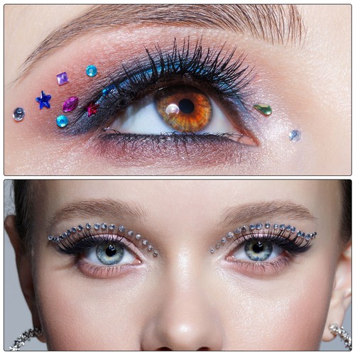 3584 Pcs 8 Sheets Green Rhinestone Stickers 3/4/5/6 mm Self Adhesive ...