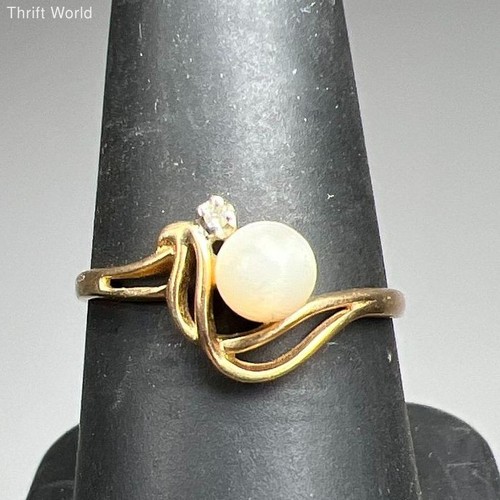 T&C 14KP Yellow Gold Ring White Stone & Gemstone Accent Ring 1.65g size ...