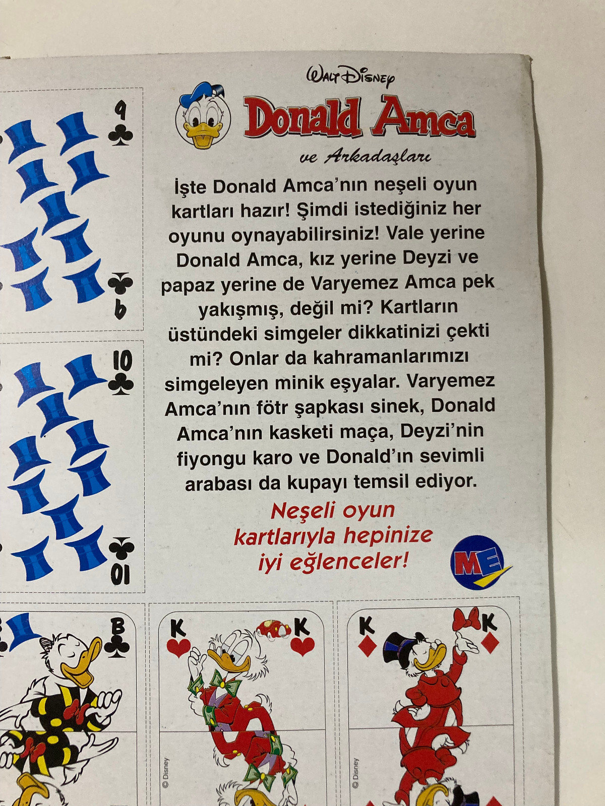 OLD TURKISH Donald Duck Playing Cards Collectibles Cardboard 2 Pieces ...