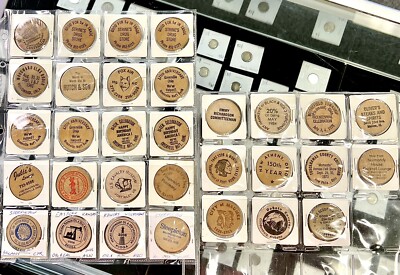 [Lot of 31] Vintage Wooden Nickel Advertising Merchandise Advertising ...