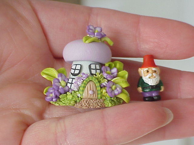 OOAK Fairy/Hobbit/Elf/Gnome House Home HANDMADE Miniature Clay Flower ...