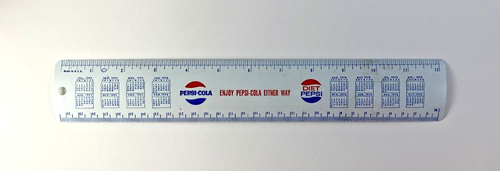 Vintage Diet Pepsi Cola Metal Advertising Ruler with 1971-72 Calendar ...