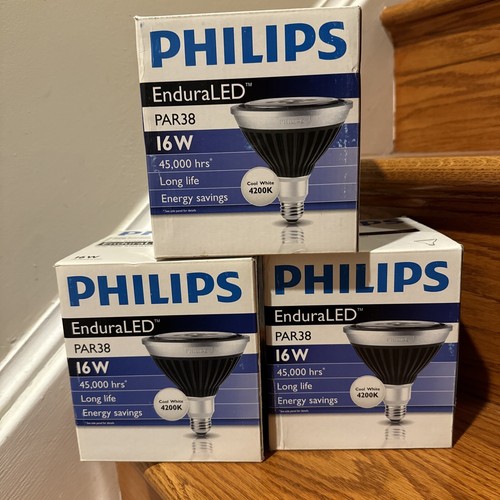 3 x Philips EnduraLED Par38 16W 4200K Bright White 850 Lumens E26 Base ...