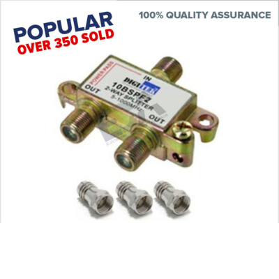 2 Way TV Splitter + 3 F.Type Connectors Antenna Foxtel RG6 Satellite ...