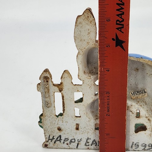 Vintage Peter Rabbit Pulling Carrots Painted Cast Iron Door Stop EASTER ...