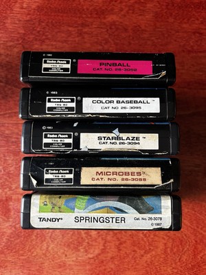 Tandy TRS-80 Software Game Cartridge Lot Springster Microbes StarBlaze ...