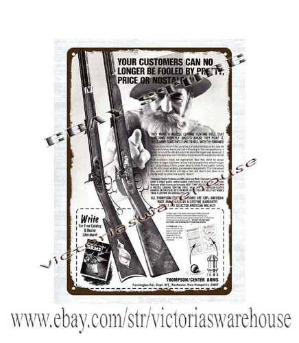 1979 THOMPSON CENTER ARMS hunting rifle metal tin sign collectible home ...