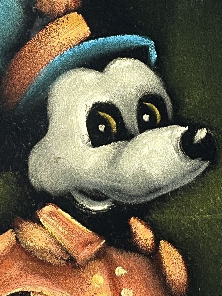 💥Vintage Creepy Mickey Mouse Look Alike Felt Painting Rare Piece 1 Day ...