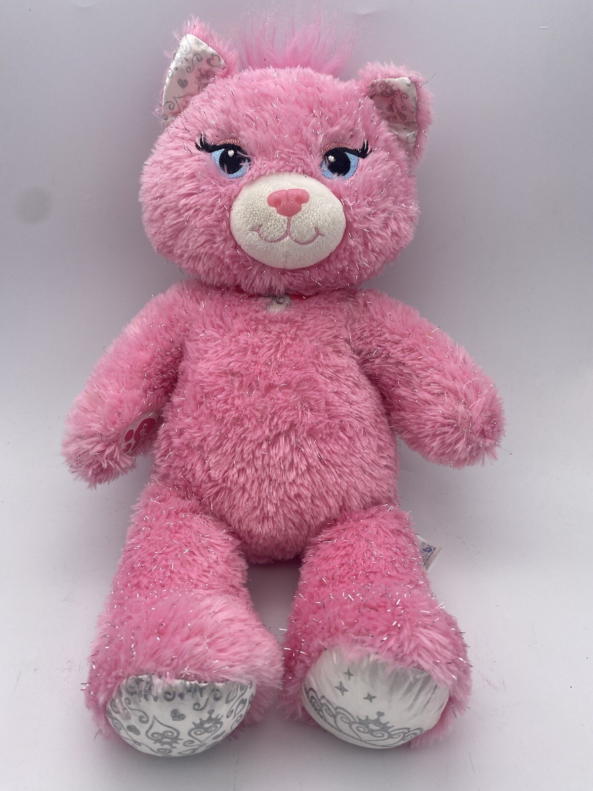 Build A Bear Purrincess Plush Kitty Cat Pink 18" Silver Sparkle Tinsel ...