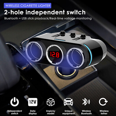 Dual Sockets Adapter Car Cigarette Charger Lighter Digital LED ...