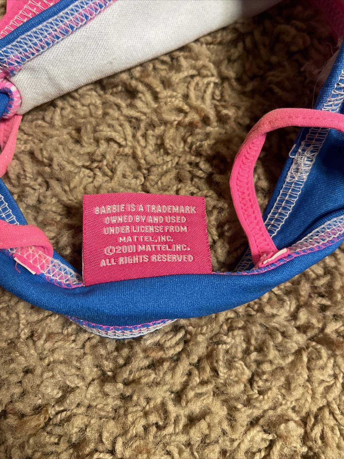 VTG 2001 BARBIE ZONE girls size 4 swimsuit Bikini Neon Pink Blue Mattel ...