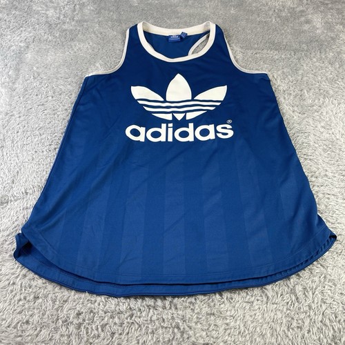 Adidas Originals Track Tank Top Oversized Trefoil Tee Shirt Blue M | eBay