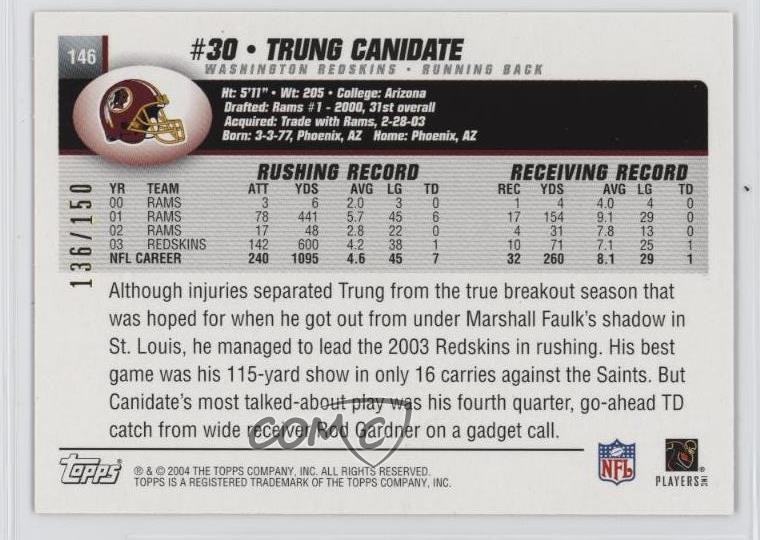 2004 Topps Black /150 Trung Canidate #146 | eBay