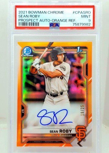 2021 Bowman Chrome 1st Sean Roby Orange Refractor Auto 19/25 PSA MINT 9 ...