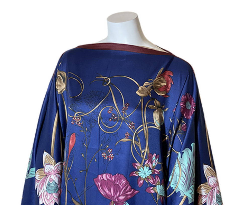 Silk Kaftan European Style Kimono Dress Maxi Tunic Robe Loungewear One ...