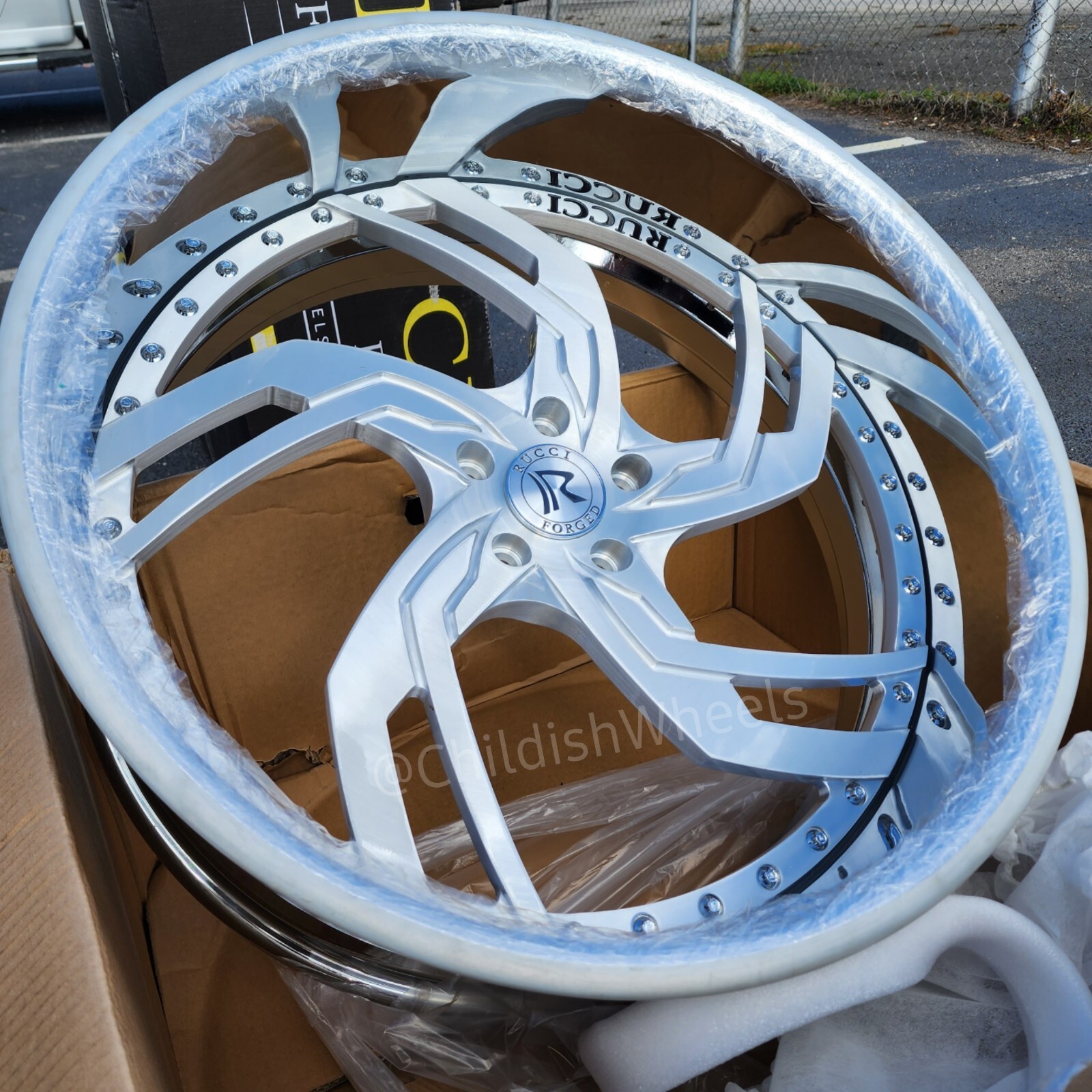 24" Inch Brushed Face & Chrome Lip Rucci Juno 5x120 2pc Wheels Rims ...