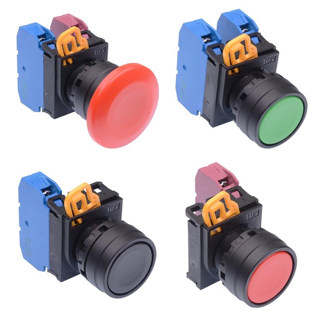 IDEC Blue 22mm Mushroom Maintained Push Button Switch NO IP65 YW1B ...