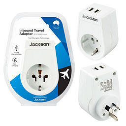 Jackson 2 Port USB Charger 5VDC 2.1A USA EU to AU NZ Travel Power ...