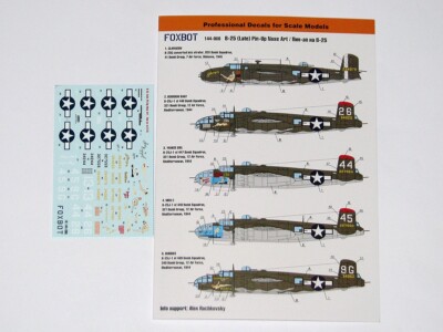 Decals B-25G/J/H Mitchell (Late) "Pin-Up Art and Stencils" 1/144 FoxBot ...