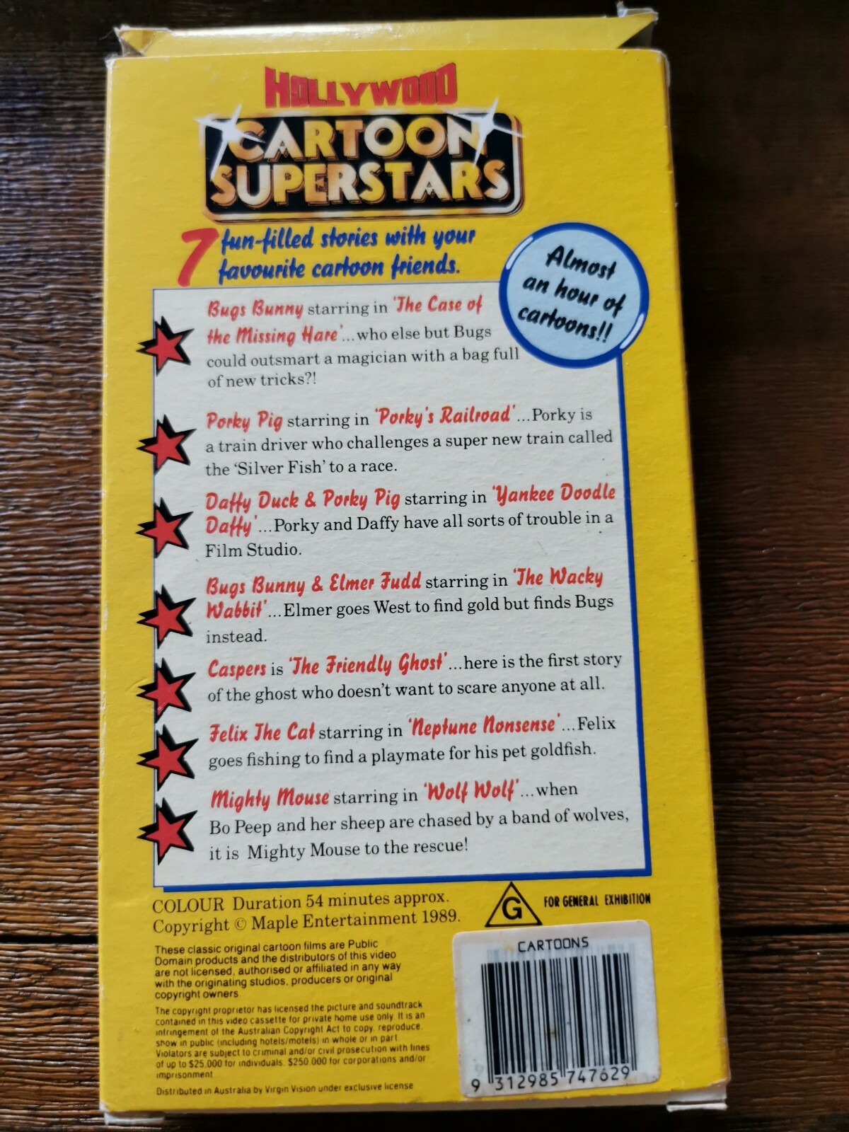 Hollywood Cartoon Superstars Vol 4 VHS - Bugs Bunny, Porky Pig, Daffy ...