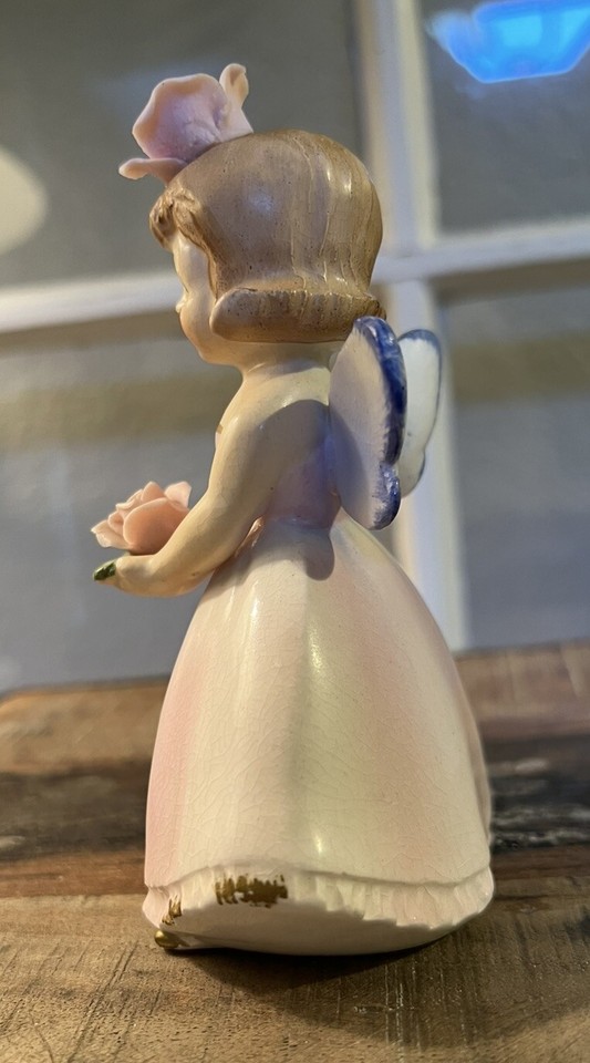 Vintage Lefton Porcelain Pink Angel Figurine with Roses Flower Girl | eBay