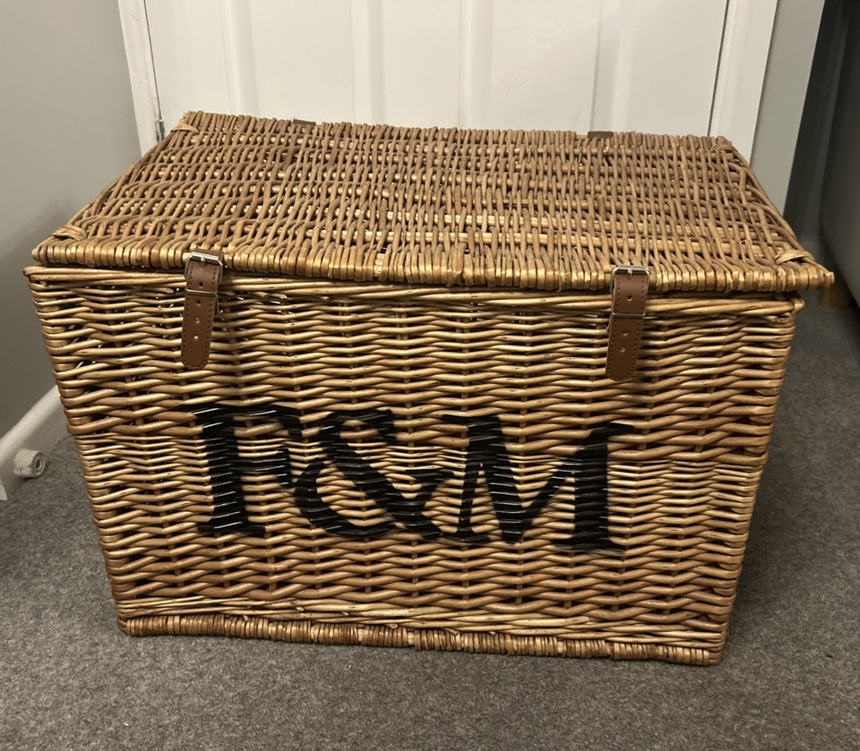 F&M Large XL Wicker Hamper Basket Fortnum And Mason Storage Chest ...