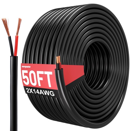 50FT 14 Gauge 2 Wire, Copper Electrical Wire, 14 AWG Stranded OFC Cable ...