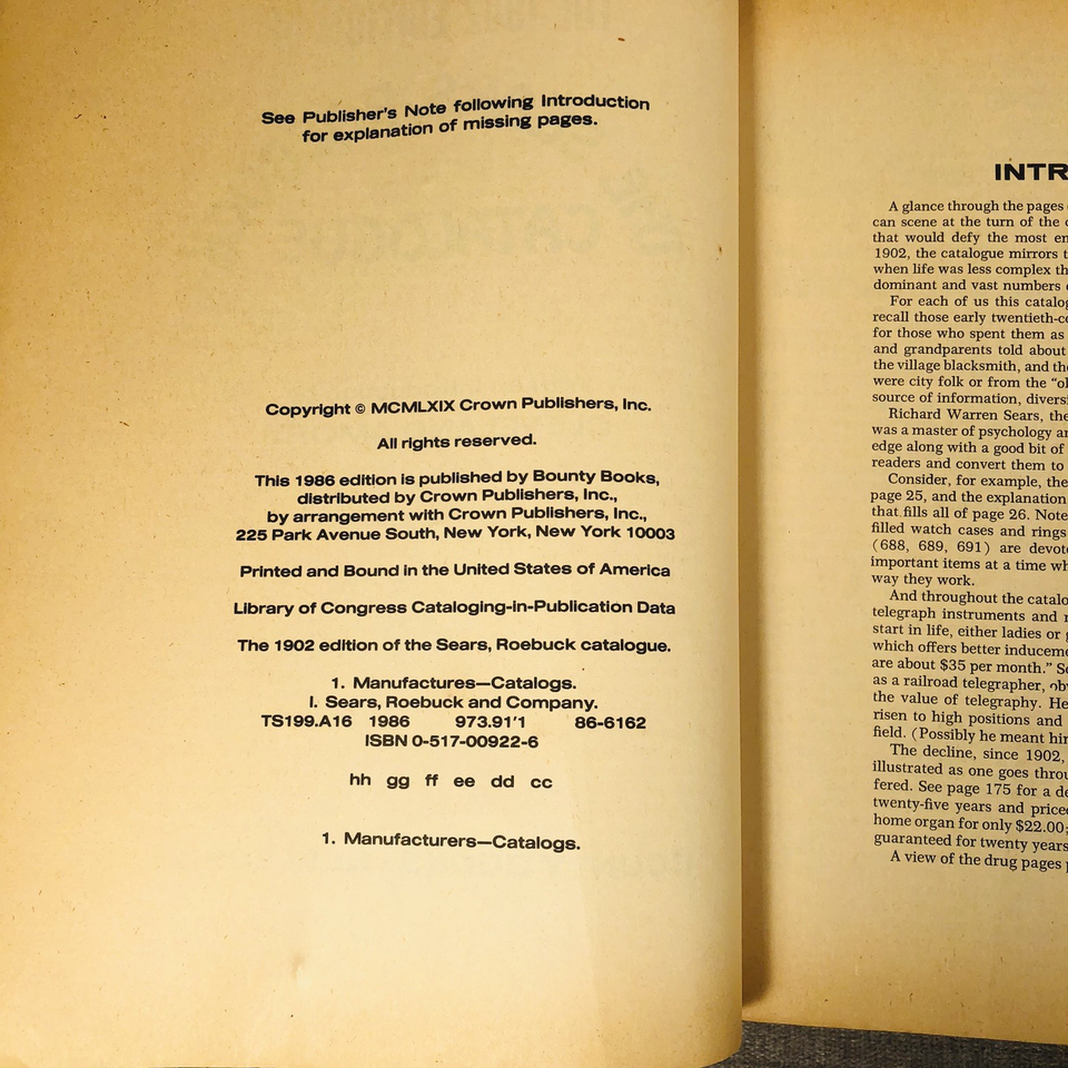 VTG Sears Roebuck Catalogues 1902-1908 Replica Editions Reprints from ...