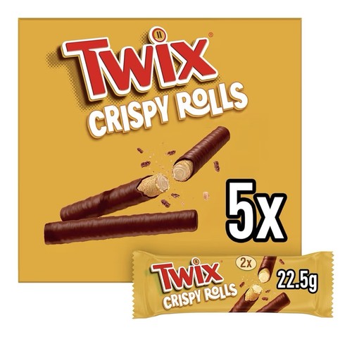Twix Crispy Rolls, Milk Chocolate, Caramel and Biscuit Snack bar 2x22 ...
