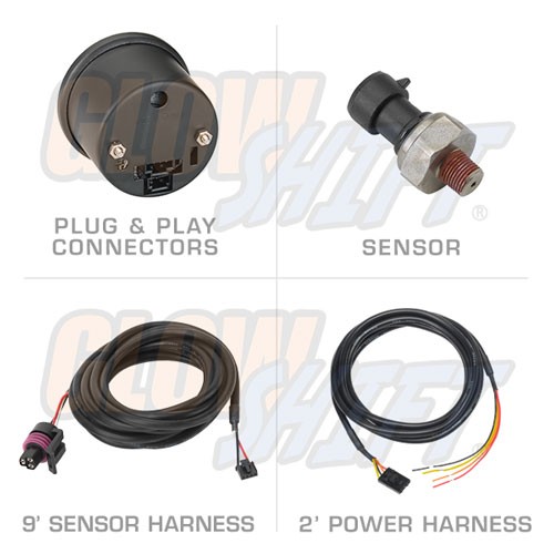 Slightly Used GlowShift Black 7 Color 100 PSI Oil Pressure Gauge w ...