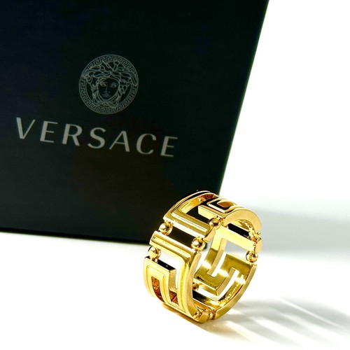 SALE VERSACE Ring Thick GRECA Design Logo Engraved Gold Size 13, 15, 17 ...