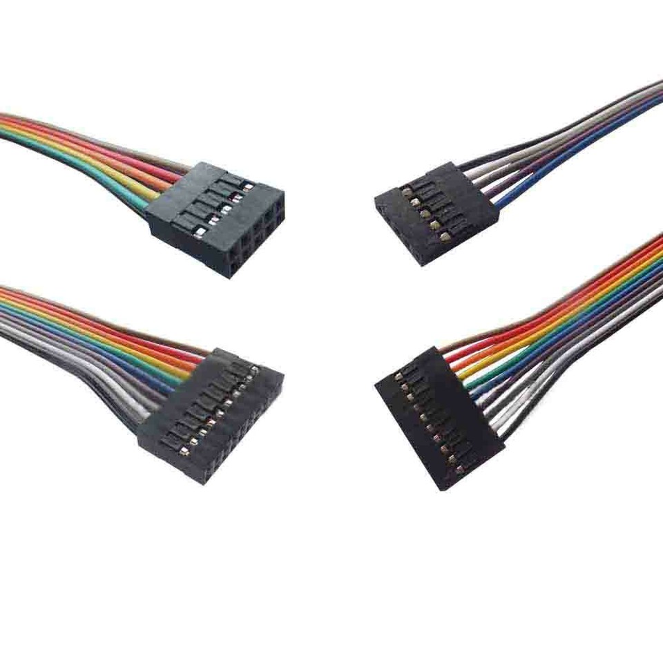 Single/Double Row DuPont 2.54mm Rainbow Cable Ribbon Jumper Wire Female ...