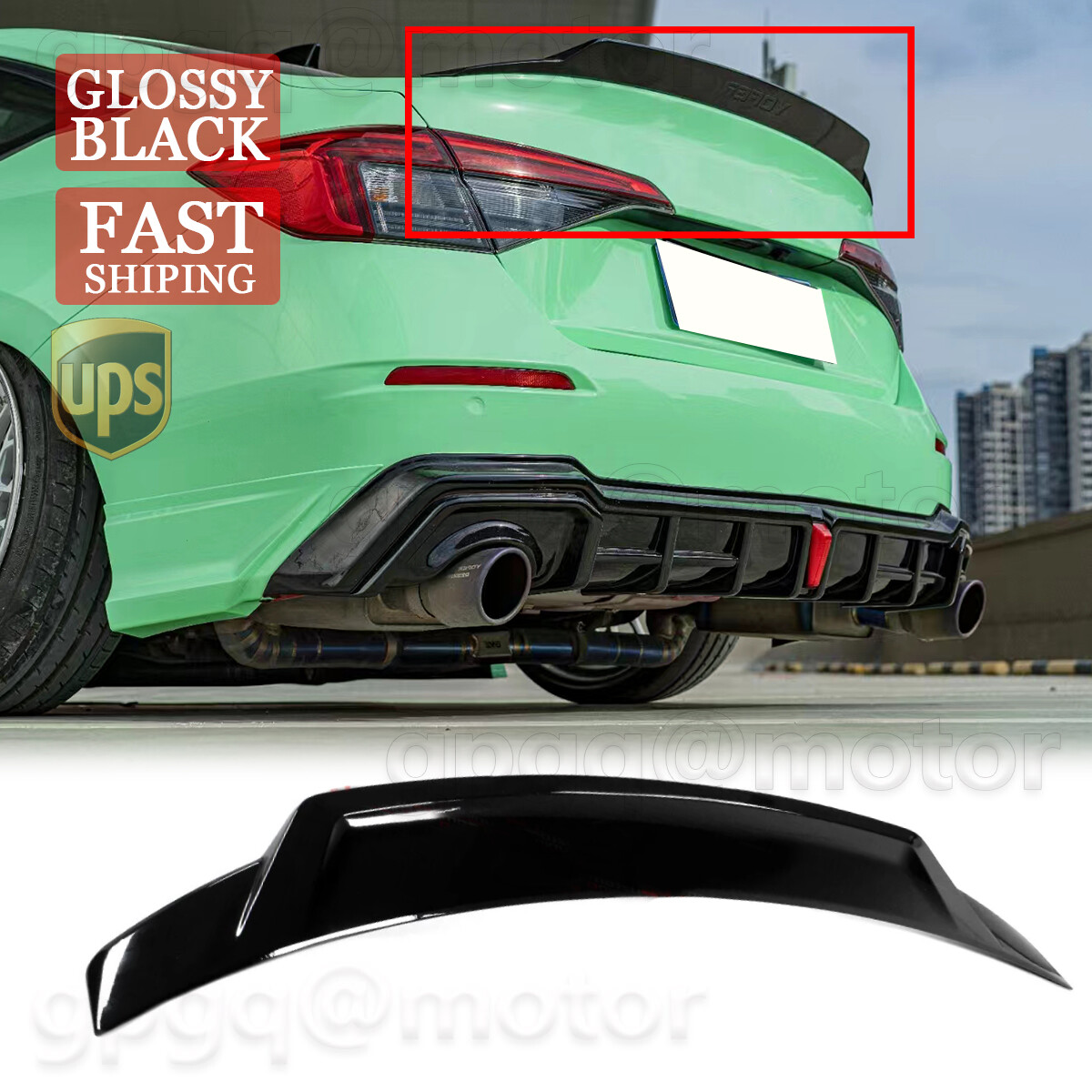 For Honda Civc 22-24 Yofer V3 Glossy Black Duckbill High Kick Rear ...