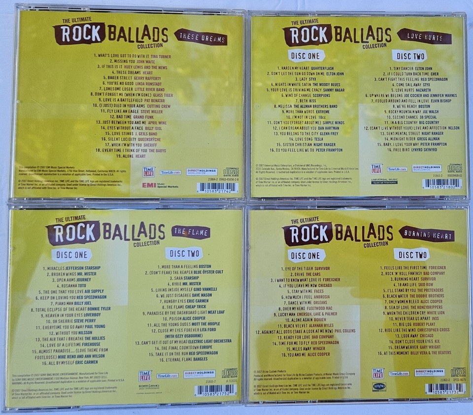 6 CD's Ultimate Rock Ballads Collection/The Flame/These Dreams/Love ...