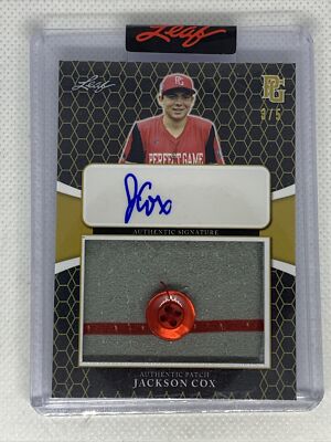 2021 LEAF PERFECT GAME JACKSON COX YELLOW PATCH AUTO 3/5 | eBay