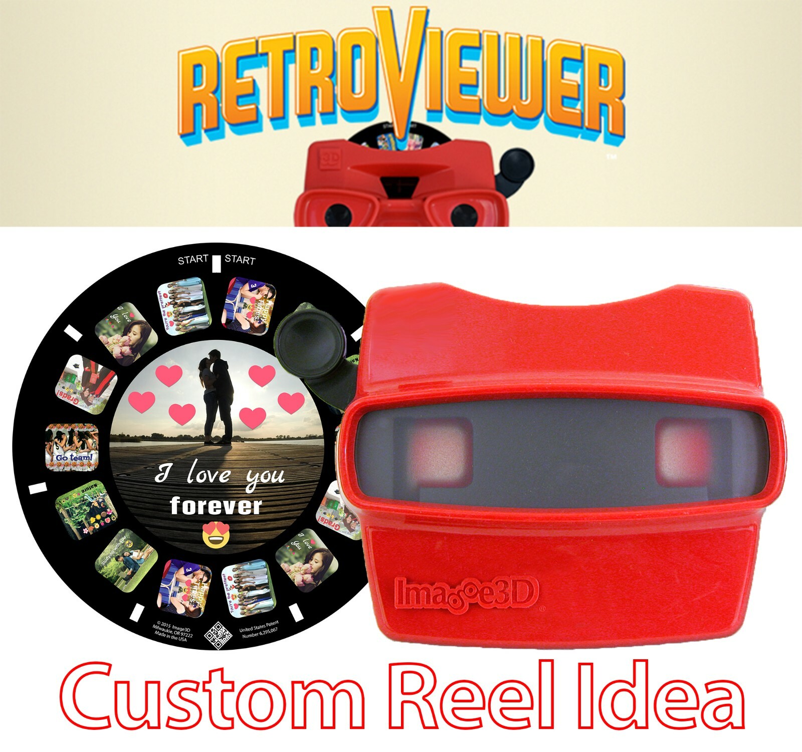 Image3D Custom Viewfinder Reel Plus Red RetroViewer, Custom Gift For ...