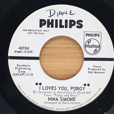 NINA SIMONE - I LOVES YOU, PORGY / OLD JIM CROW - JAZZ 45 PROMO PHILIPS ...