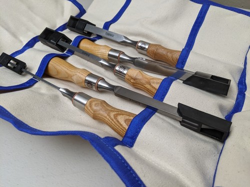 Narex 6 Piece Richter Extra Bevel Edge Chisel Set (1/8"-1") Canvas Roll ...